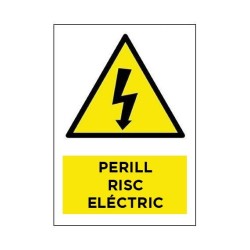 Señal De Peligro "Perill Risc Elèctric" 42 x 30 cm PVC